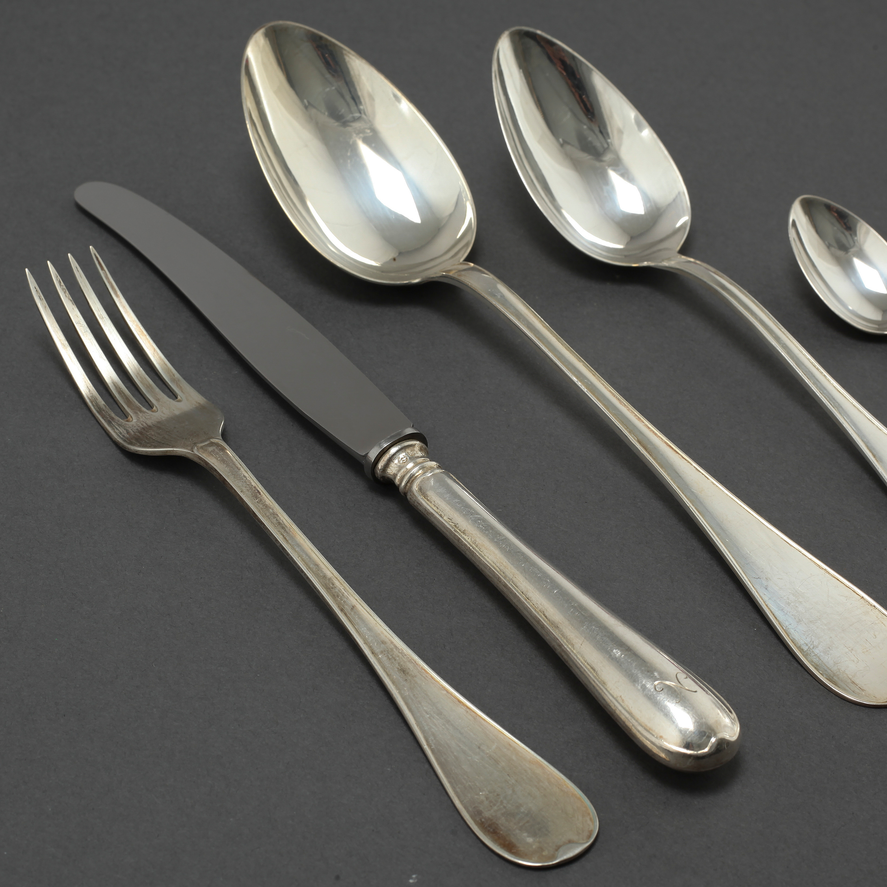 60 pieces of silver tableware from GAB, model "Svensk rund", around the ...