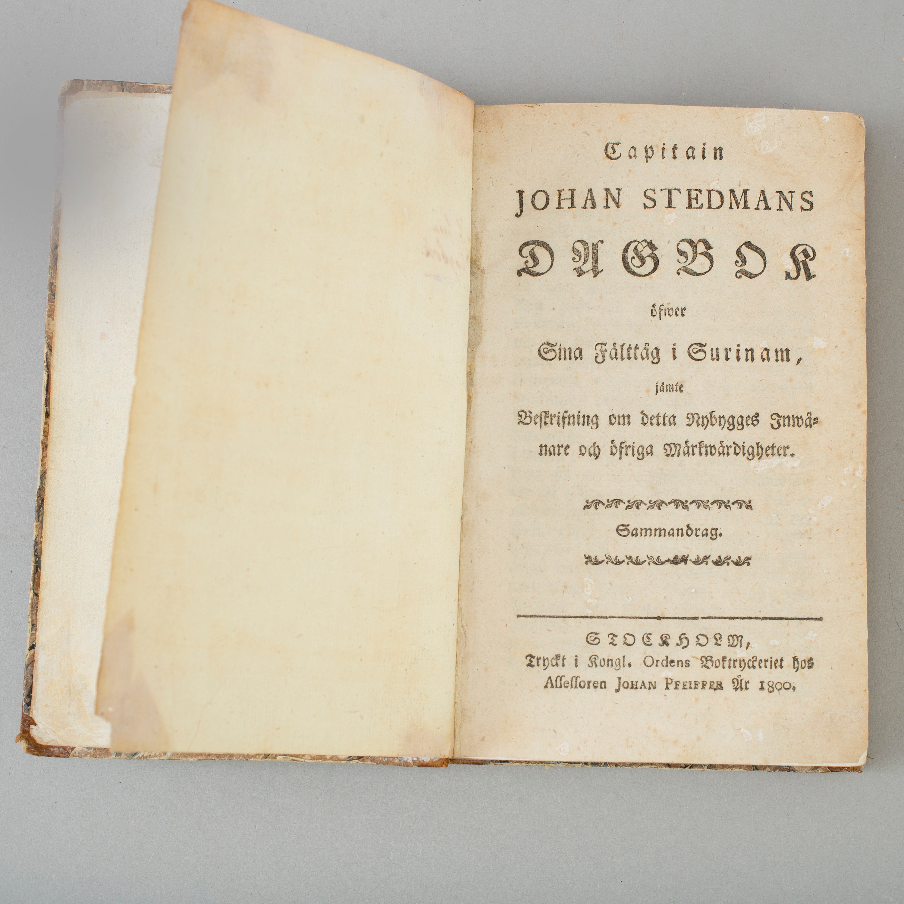 BOK, John Gabriel Stedman, Dagbok från Surinam, Stockholm 1800. - Bukowskis