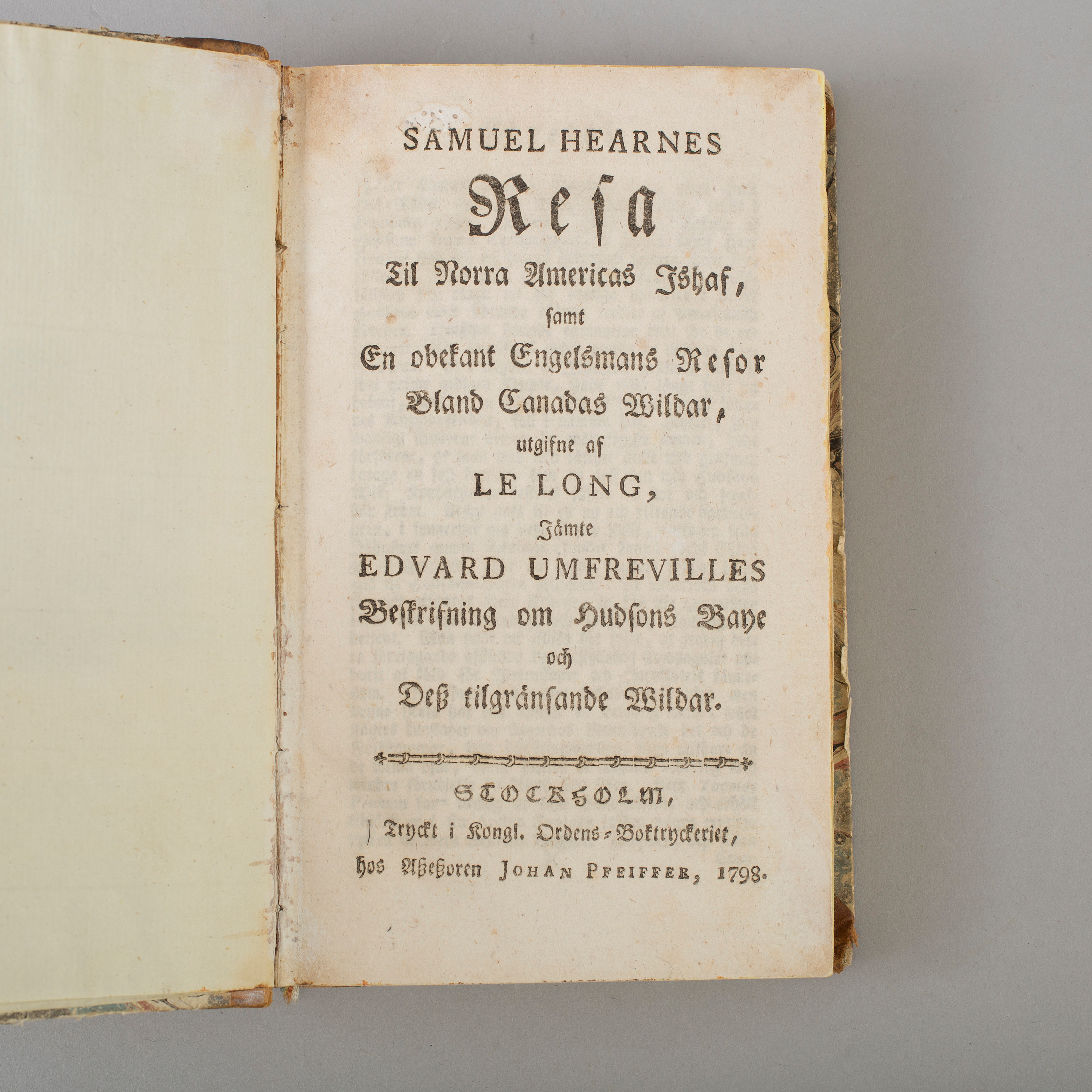 BOK, Samuel Hearne, Edvard Umfreville m. fl. Stockholm 1798. - Bukowskis