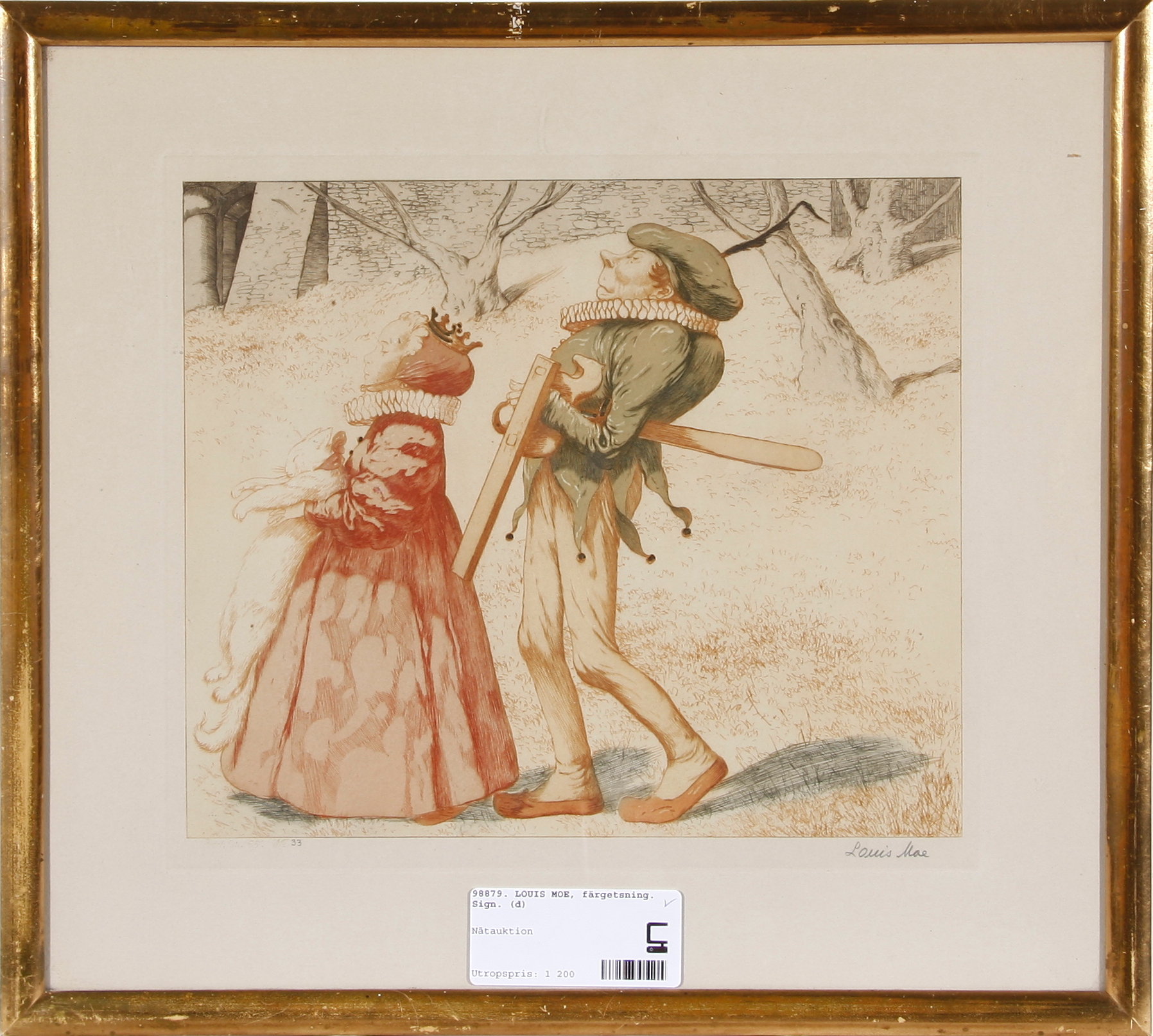 LOUIS MOE, färgetsning. Sign. - Bukowskis
