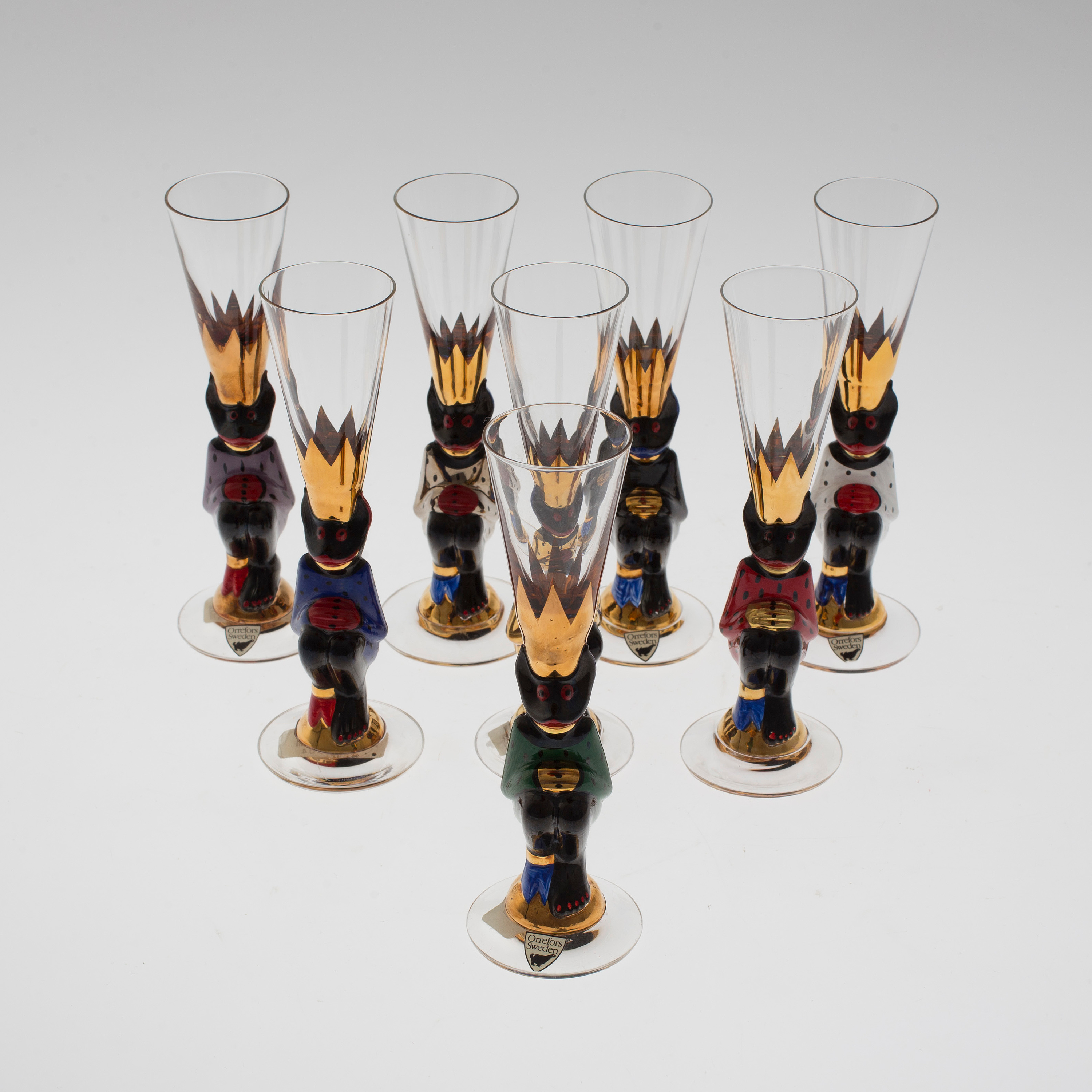 GUNNAR CYRÉN, snapsglas 8 st, "Nobelservisen", Orrefors. - Bukowskis