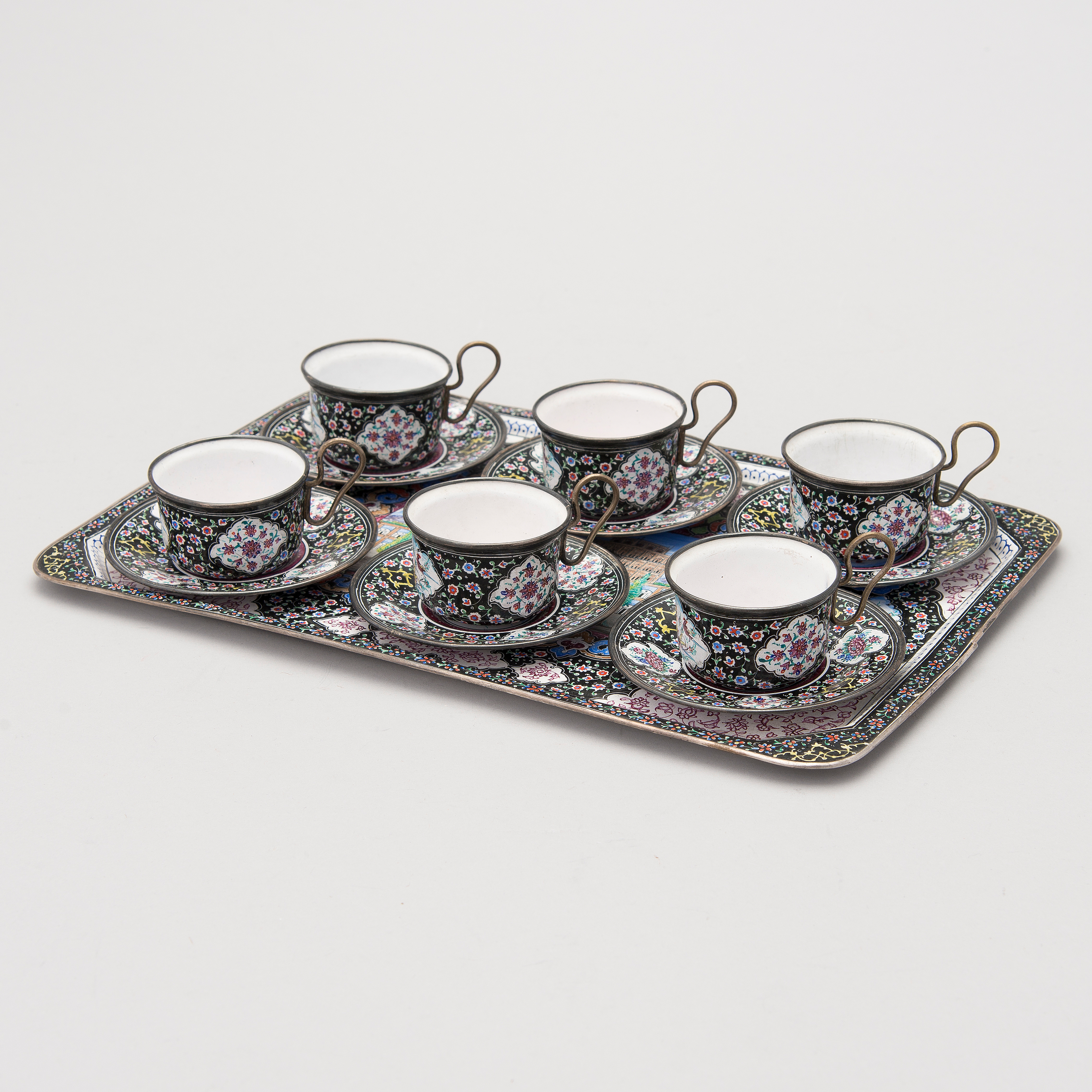 A 7-piece Persian coffee set, circa 1900. - Bukowskis