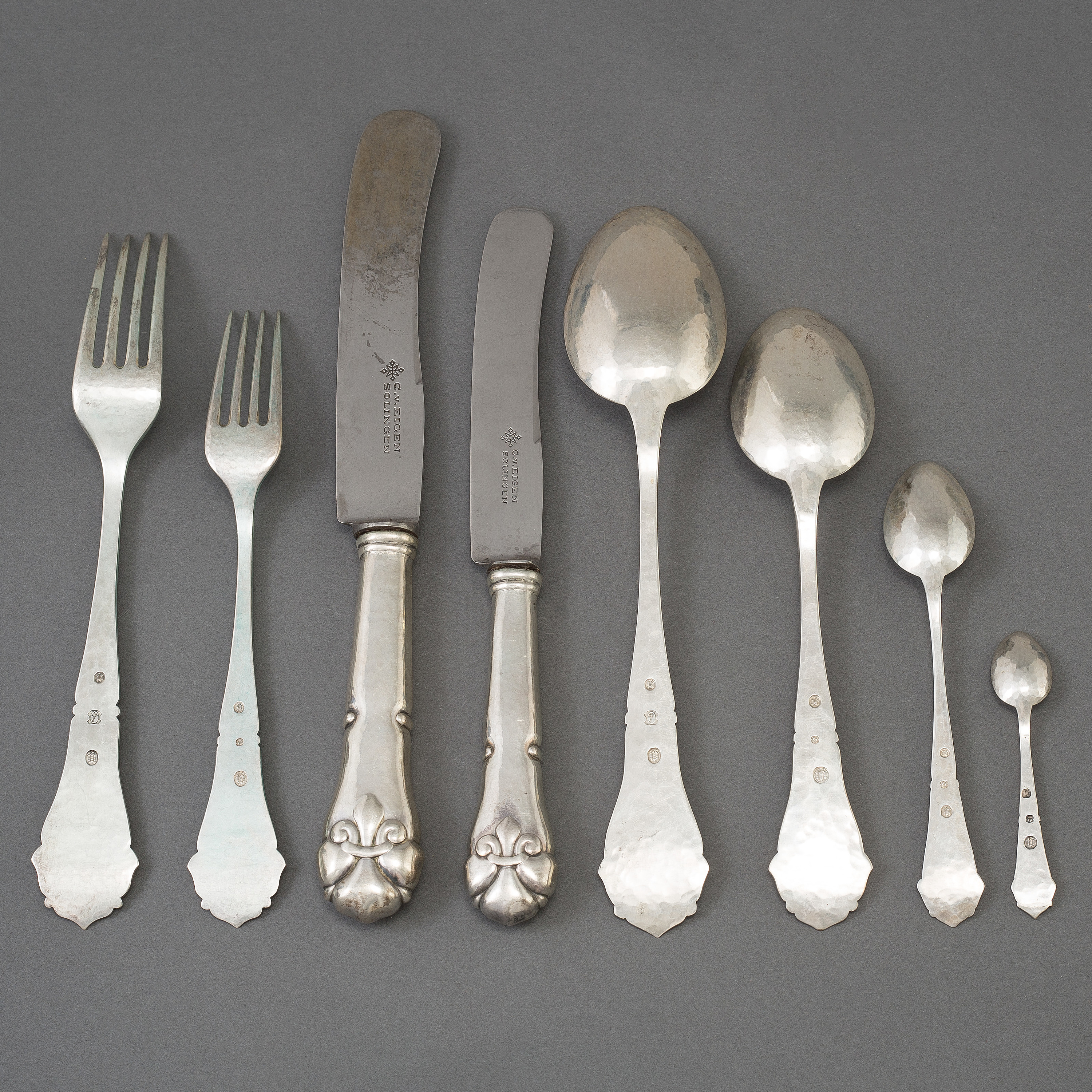134 pieces of silver cutlery, Christian F Heise, Denmark 1920. Weight ...