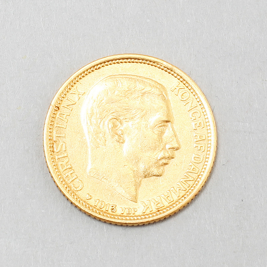 GULDMYNT, 10 kr, Christian X, Danmark, 1913. - Bukowskis