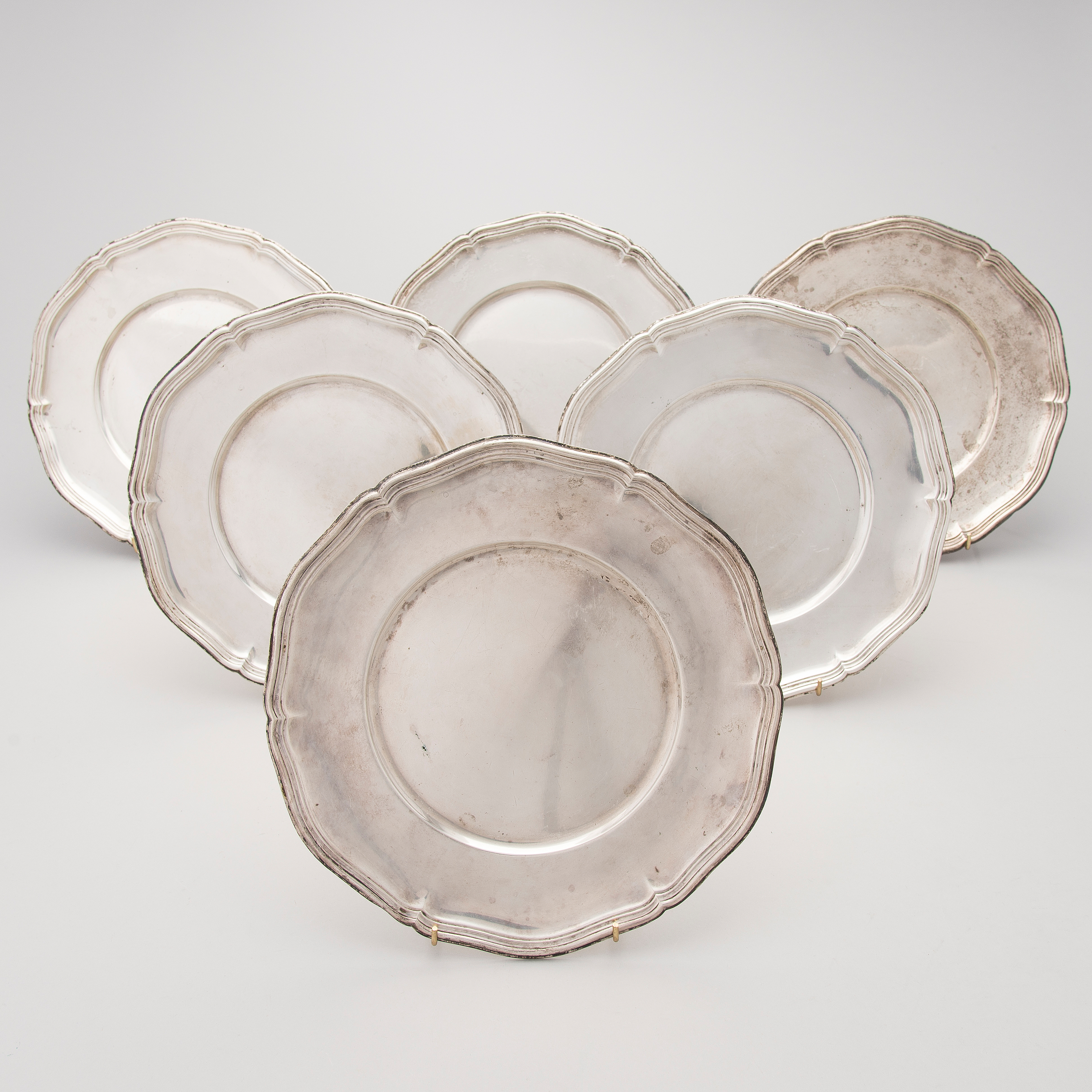 A Set of Six German Silver Plates, marks of Wilkens&Söhne, Hemelingen b ...