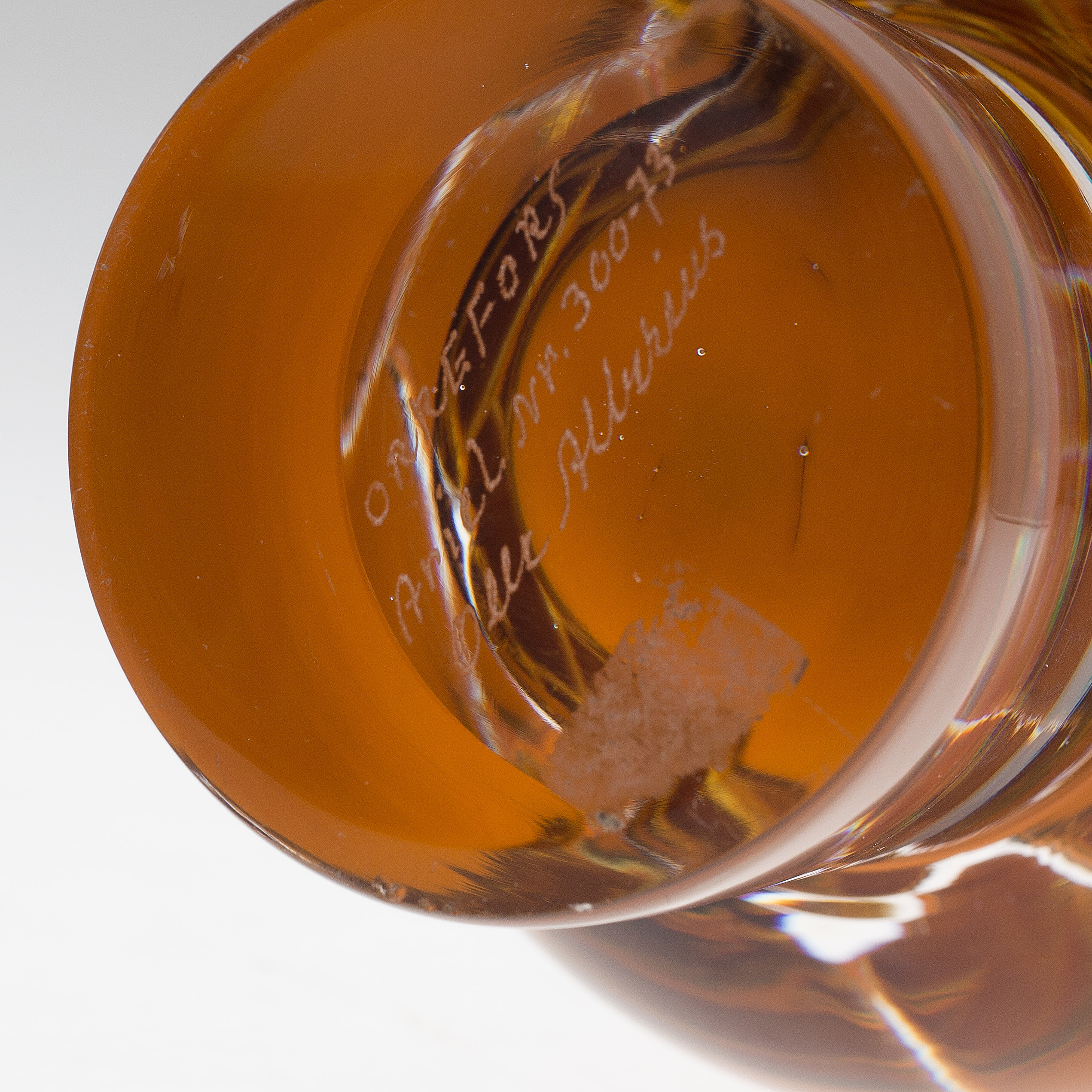 OLLE ALBERIUS, a glass vase/sculpture form Orrefors, signed, 1973 ...