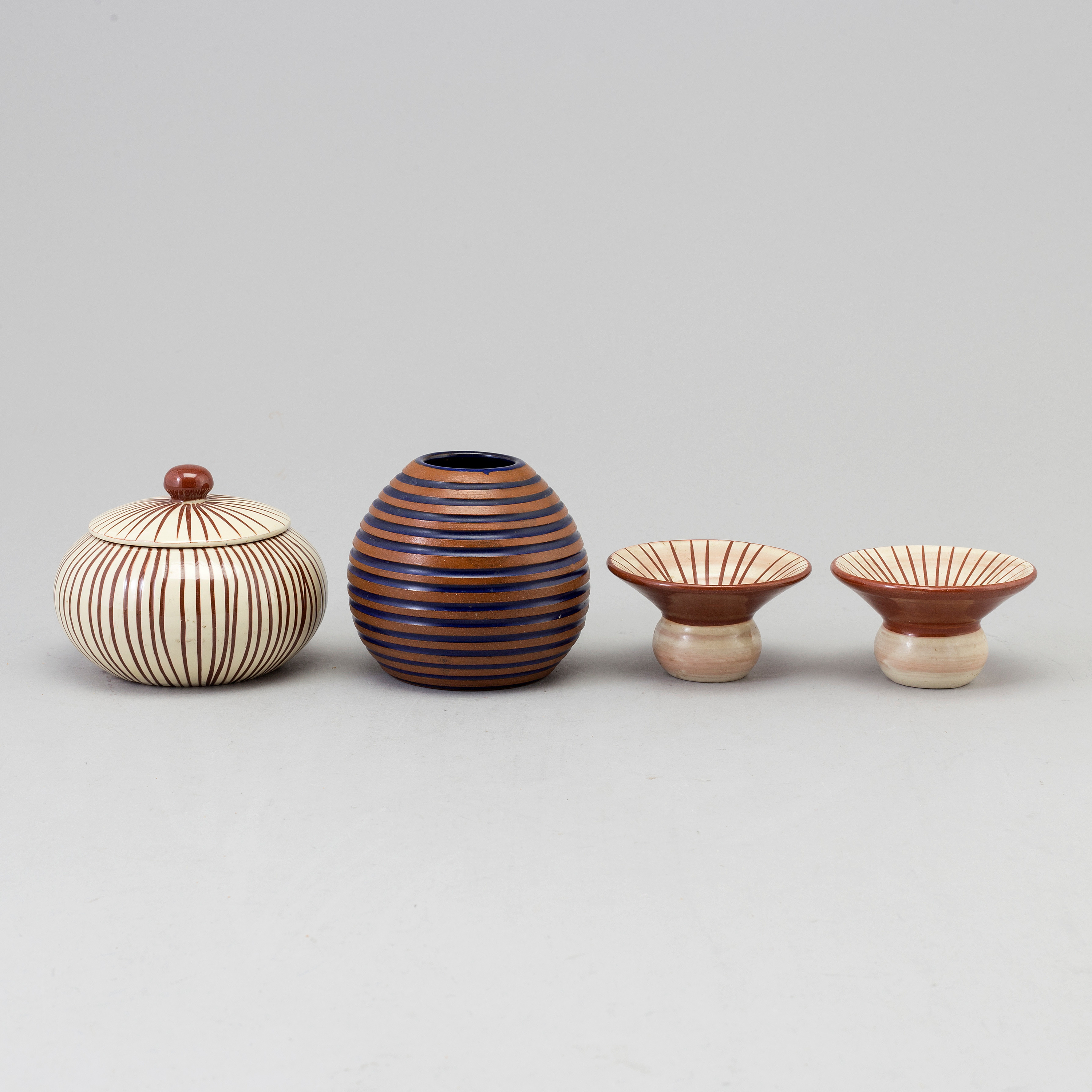 INGRID ATTERBERG, four earthenware pieces from Upsala Ekeby. - Bukowskis