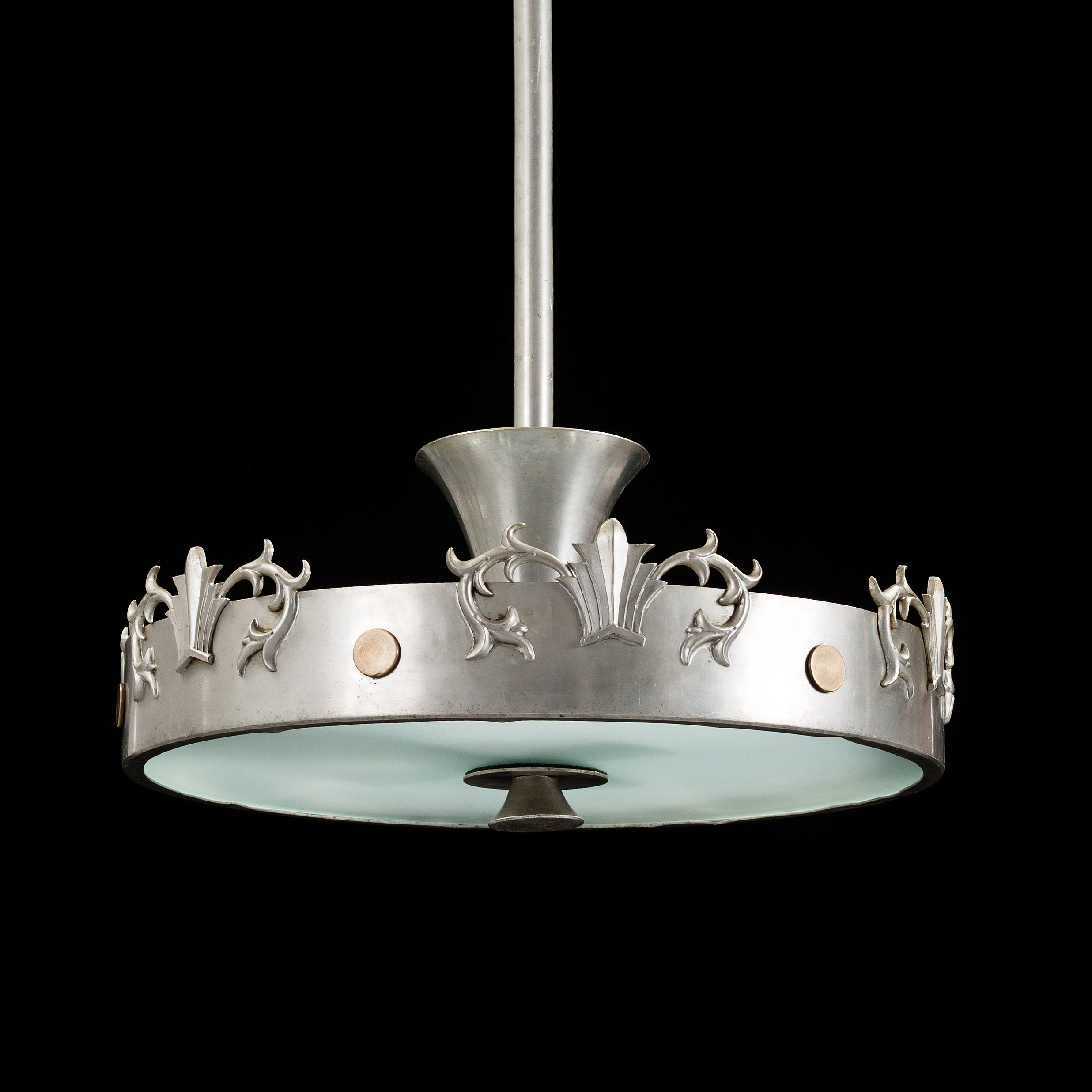A 1920s / 1930s Art Deco pewter ceiling light. Height ca 90 cm. - Bukowskis