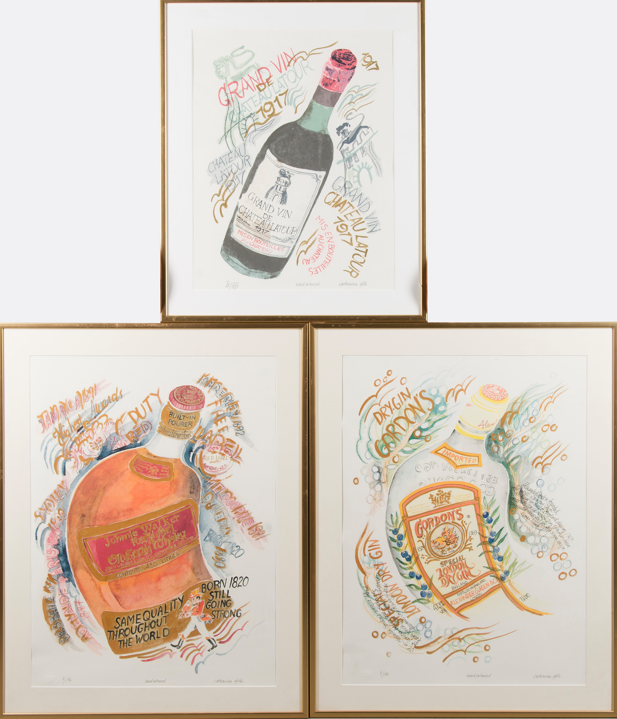 A set of three signed and numbered colour lithographs. - Bukowskis