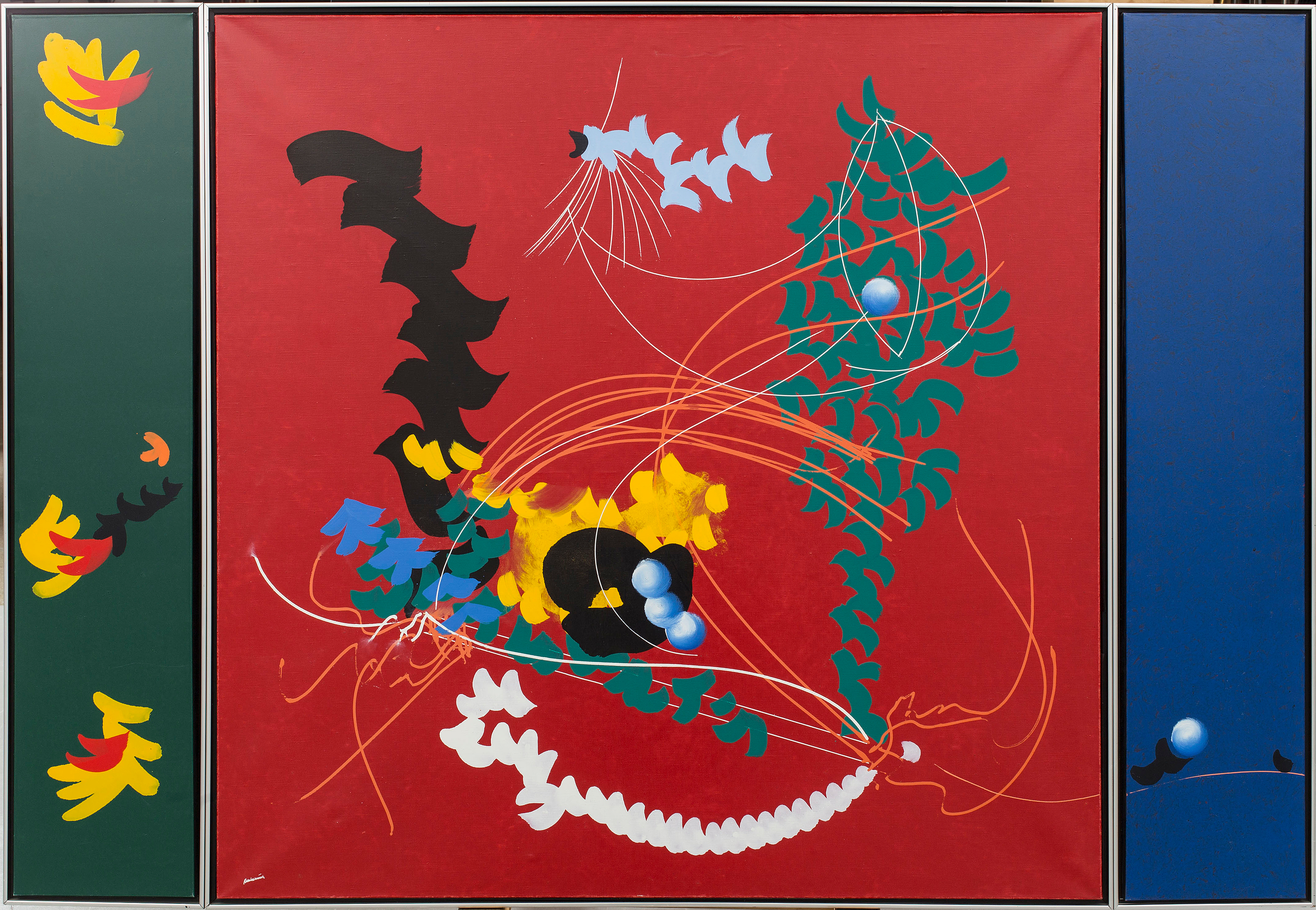 CARL FREDRIK REUTERSWÄRD, triptyk oil on canvas signed and dated 1982 ...