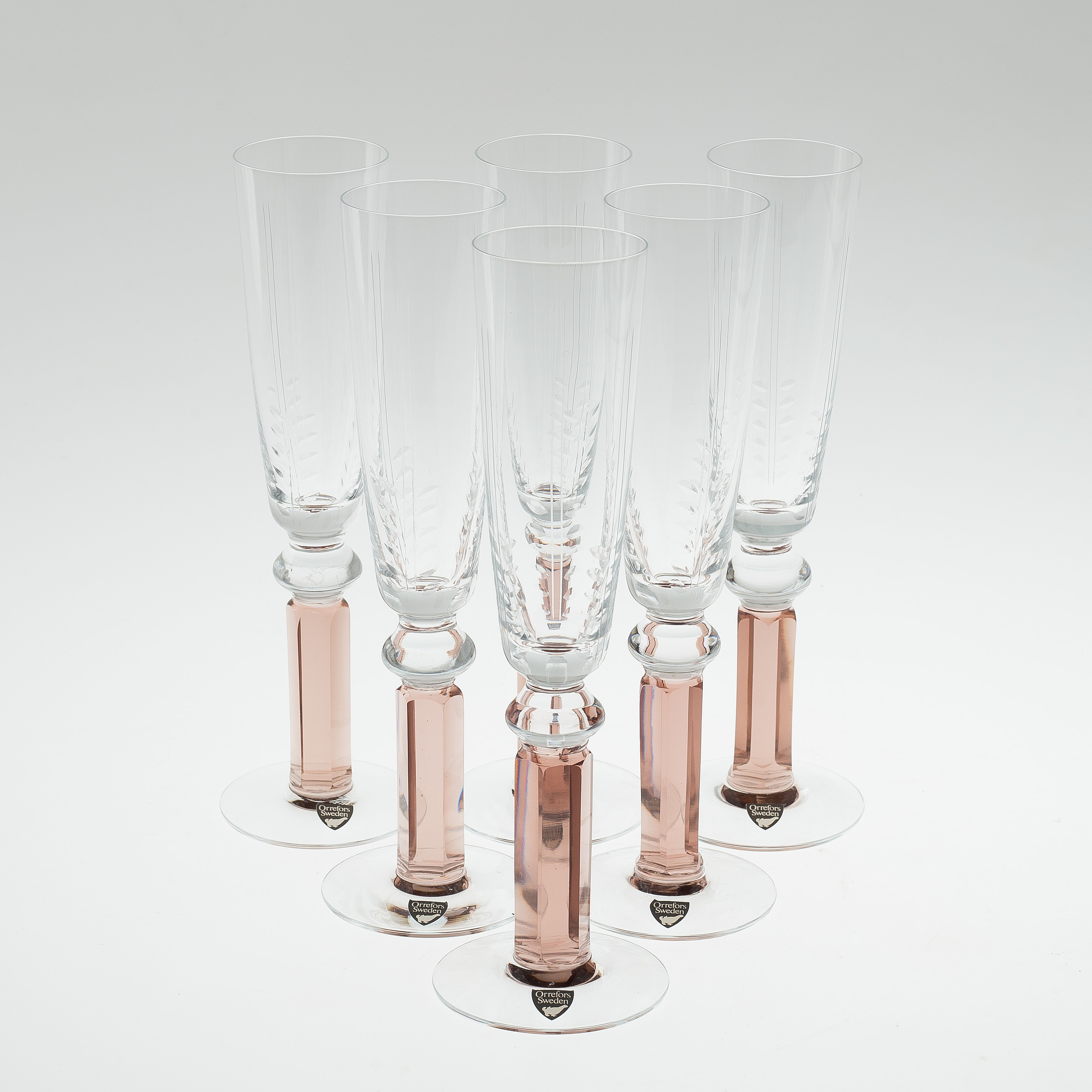 GUNNAR CYRÉN, champagneglas, 6 st, "Versailles", Orrefors, 1980-tal ...