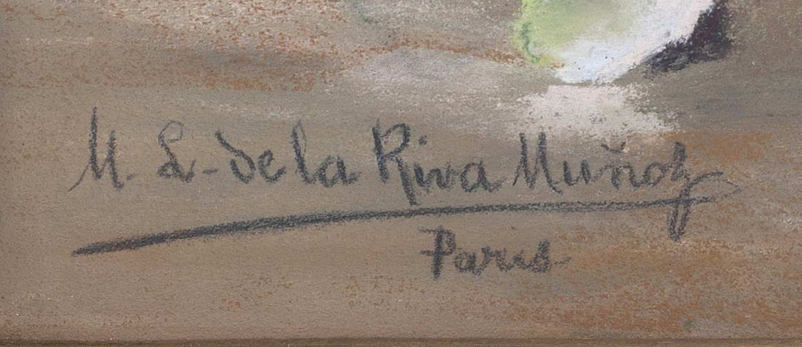 MARIA LUISA DE LA RIVA Y CALLOL DE MUÑOZ, blandteknik på duk, signerad ...