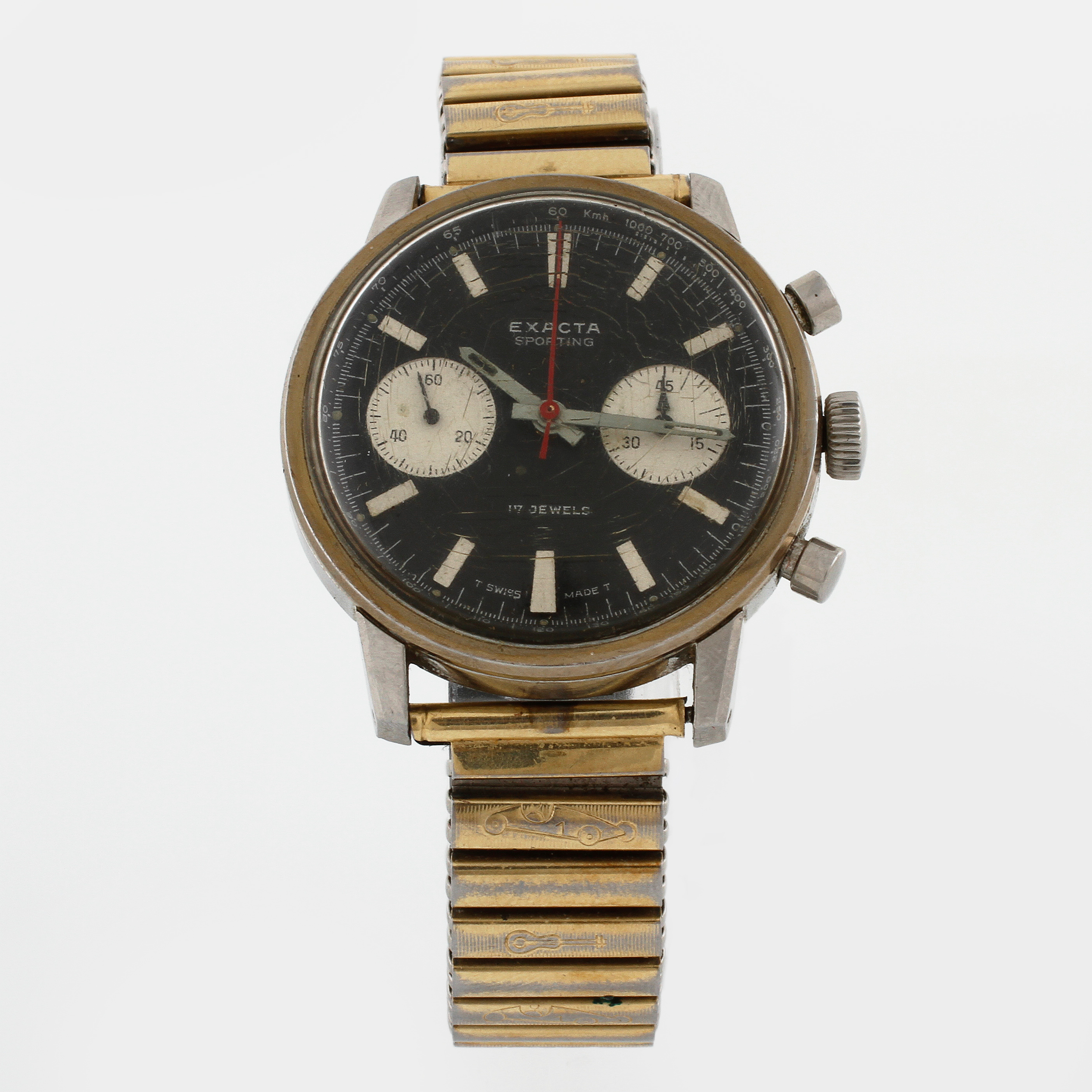 EXACTA, Sporting, wristwatch, chronograph, 36,5 mm. - Bukowskis