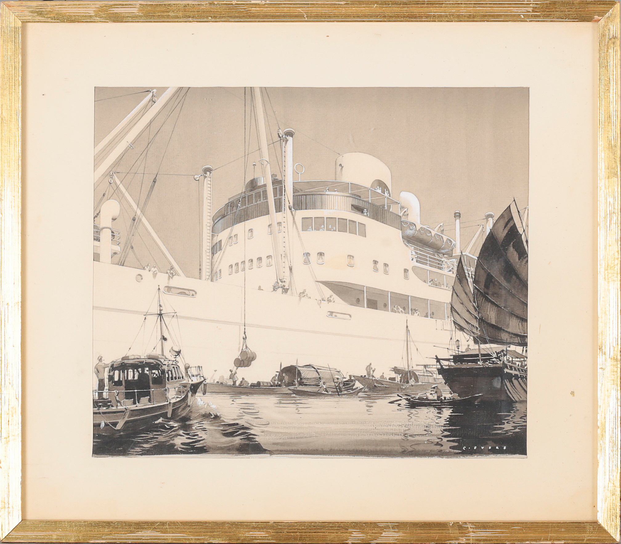 CARL EVERS, akvarell med täckvitt, signerad. - Bukowskis